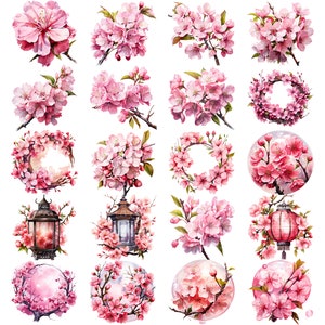 Watercolor Sakura Cherry Blossom Png Spring Floral Png Bundle Japanese ...