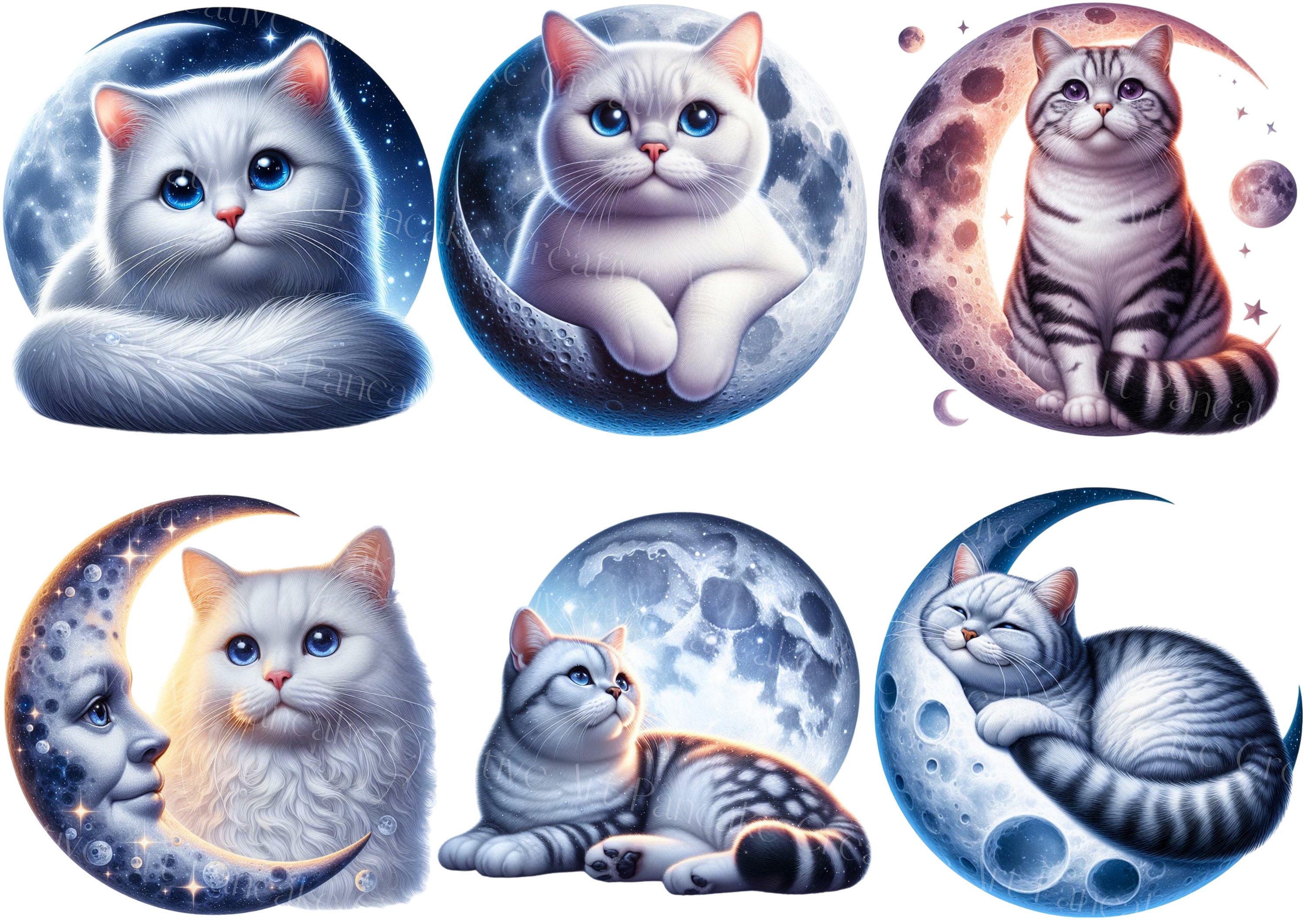 Moon Cat Clipart Png Sublimation Designs Crescent Moon Cats Cute Cat ...