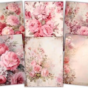 Watercolor Pink Floral Shabby Chic Paper: 33 Romantic Journal Pages ...