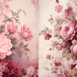Watercolor Pink Floral Shabby Chic Paper: 33 Romantic Journal Pages ...