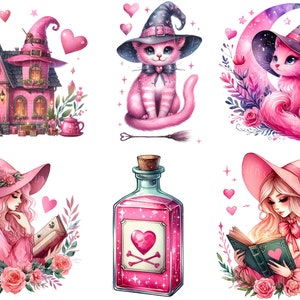 Love Witch Clipart Bundle: Valentine Witchy Art (PNG Digital Download ...