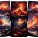 Volcano Landscape Digital Paper Set: Erupting Magma, Nature Backgrounds ...
