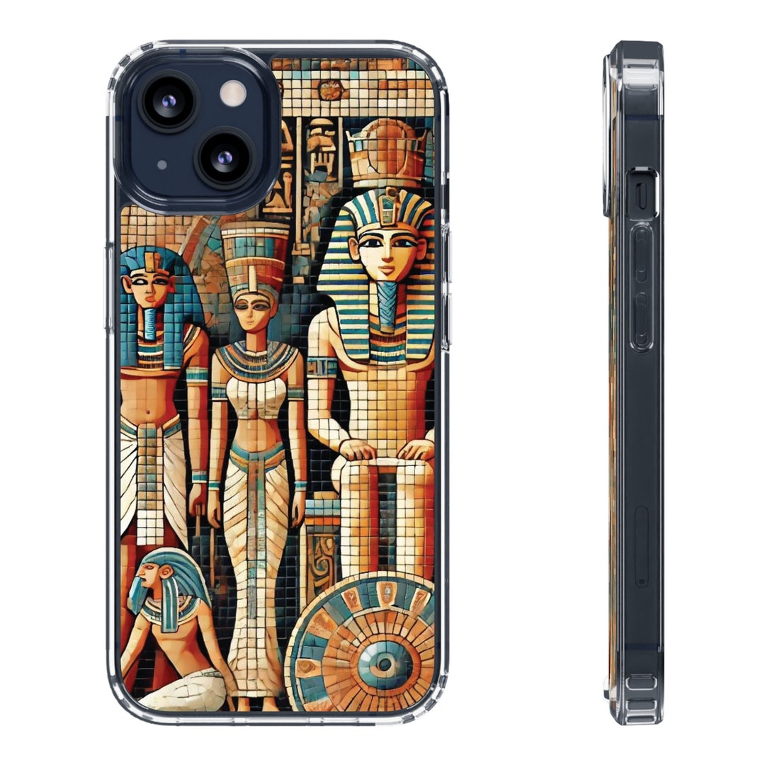 Ancient Egyptian Royalty Clear Phone Case Pharaoh and Queen Mosaic ...