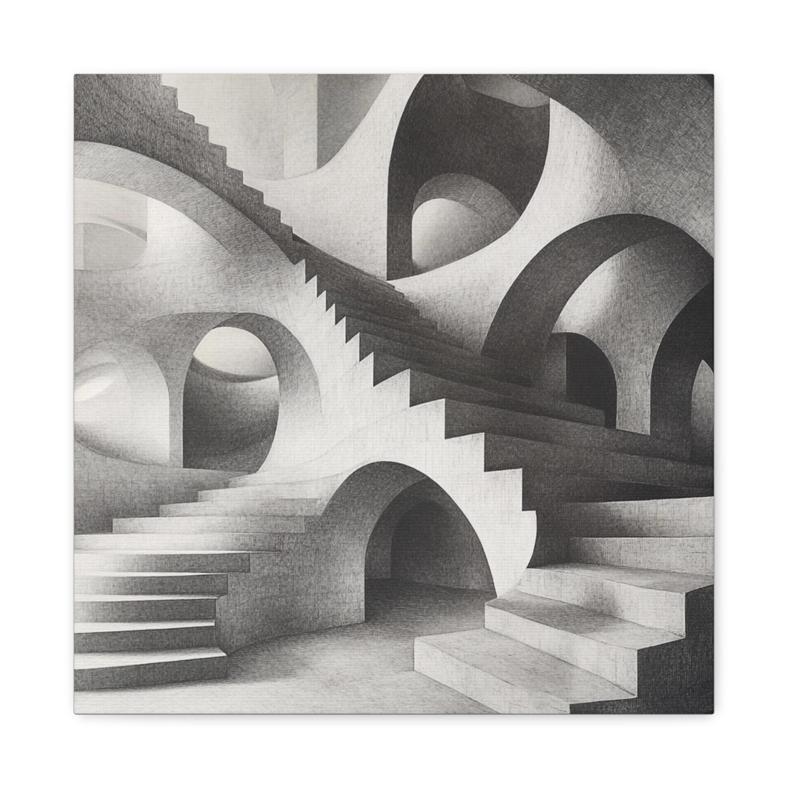 Surreal Architectural Maze Abstract Monochrome Art Print - Etsy