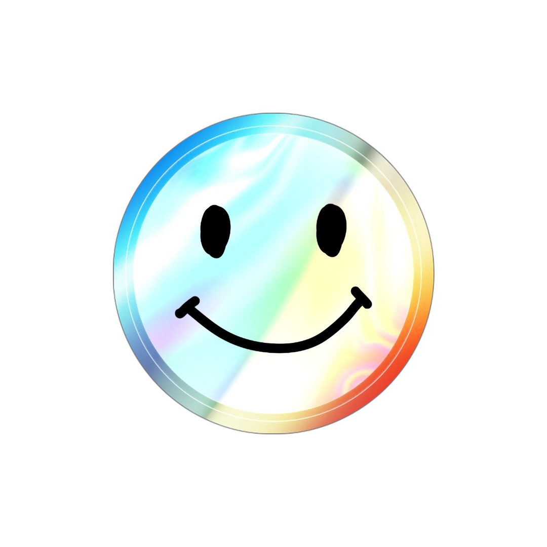 Holographic Smiley Face Die-cut Stickers Fun and Vibrant Vinyl Decals ...