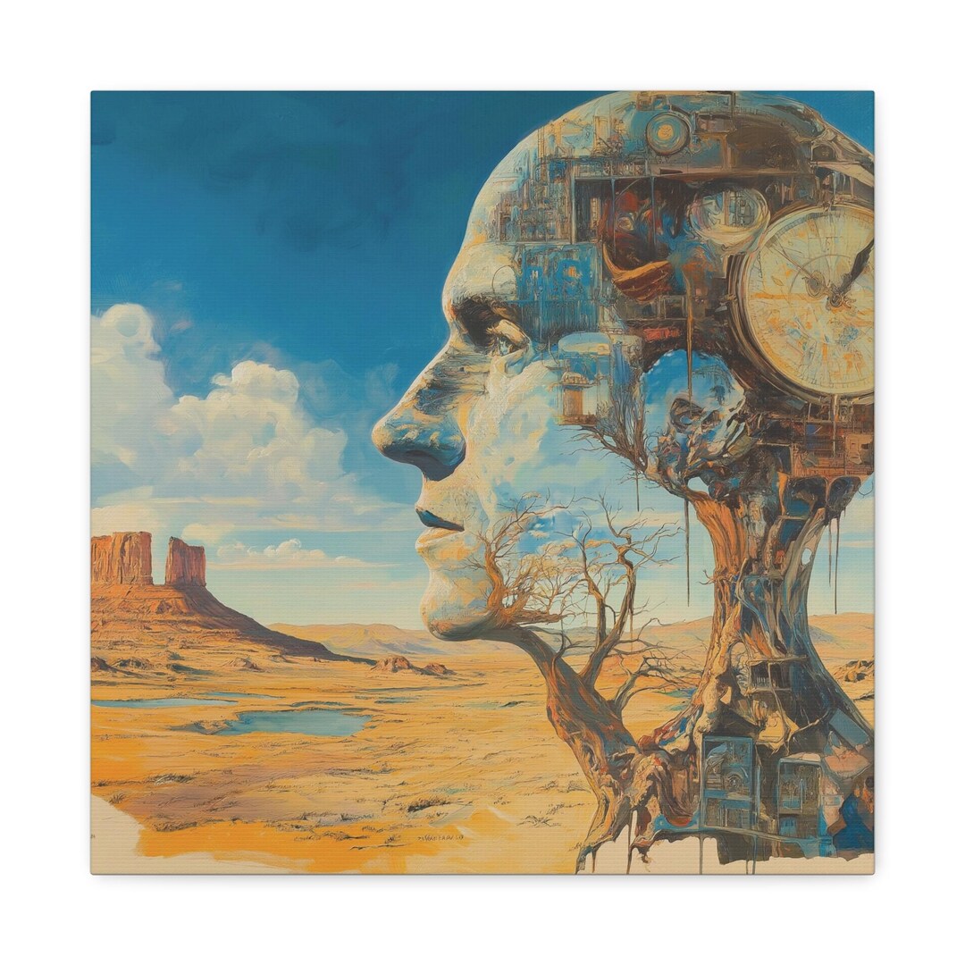 Desert Reflections: Abstract Surrealism Canvas Time & Memory Themed ...
