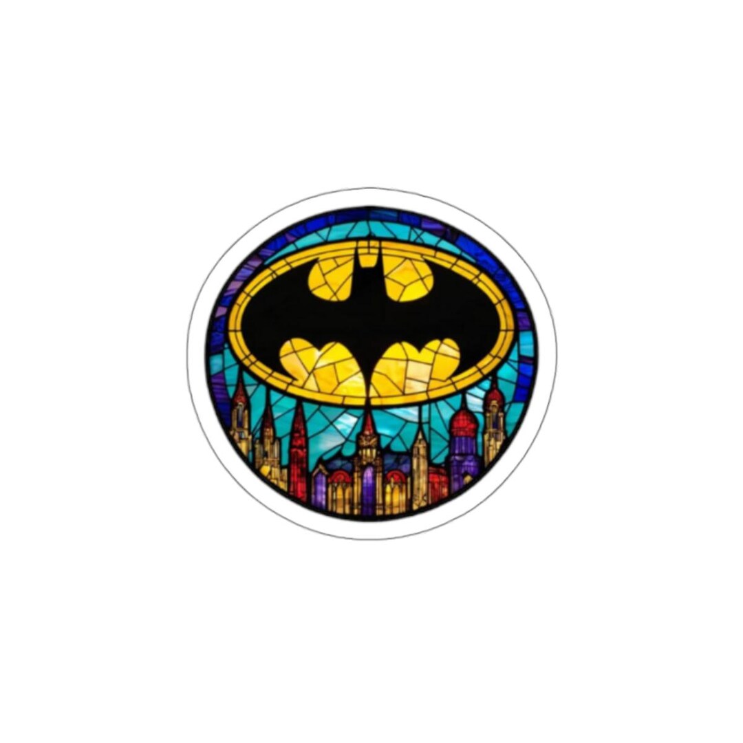 Stained Glass Batman Logo Sticker Gotham City Skyline Edition - Etsy