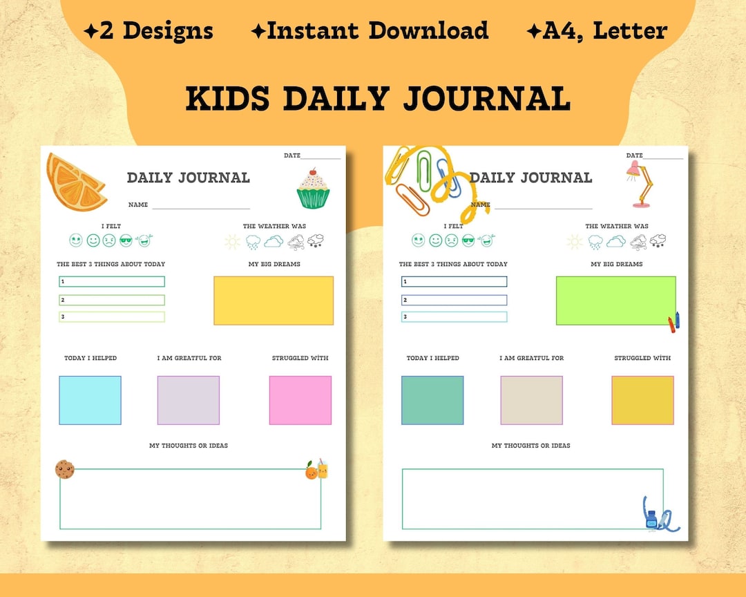 Kids Daily Journal Printable Journal for Kids Cutest Diary for Children ...