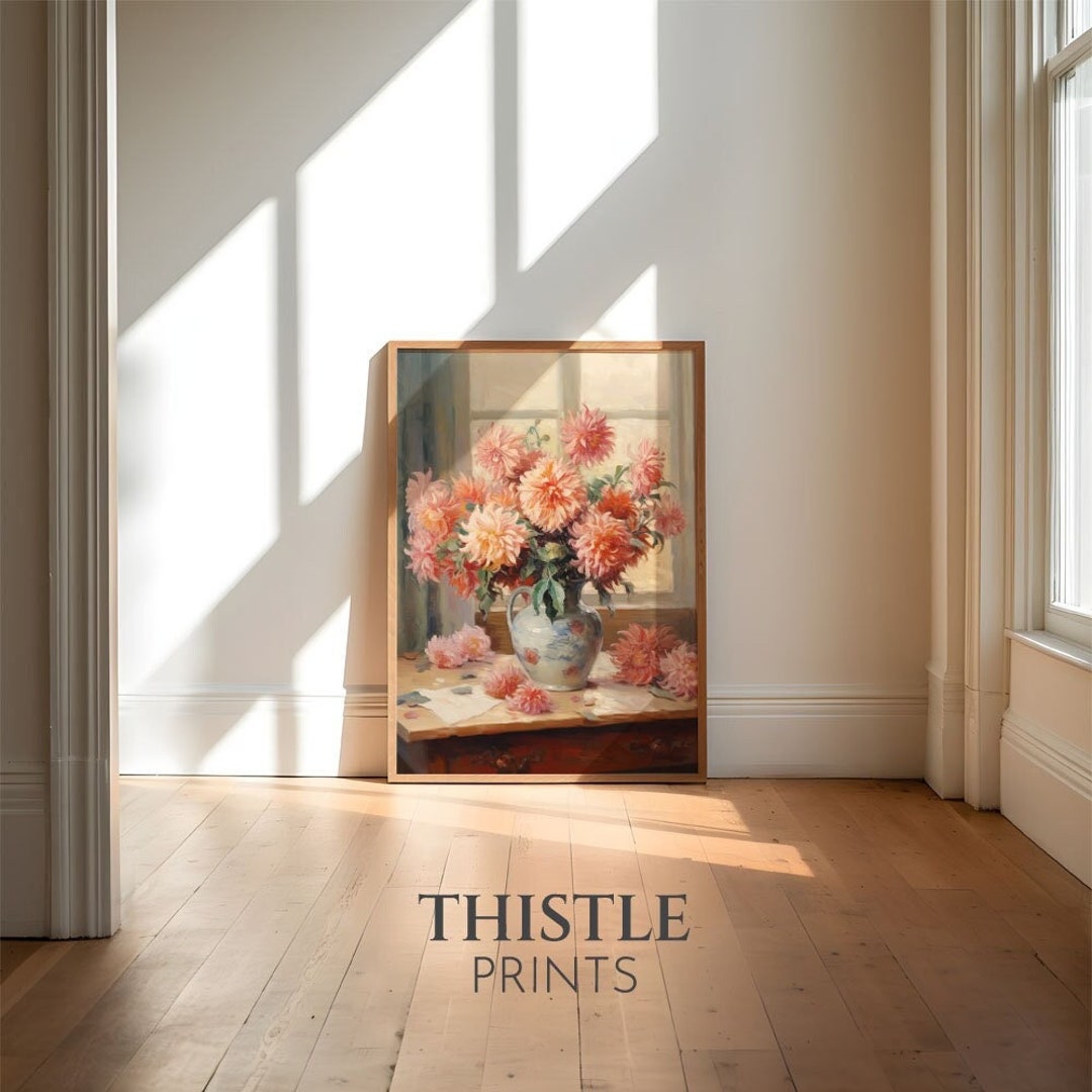 Pink Dinnerplate Dahlia Still Life, Soft Sunlight Dutch Master, Summer ...