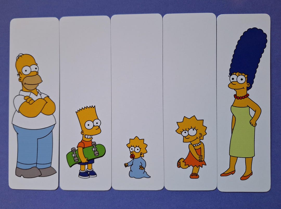 The Simpsons Bookmark Bookmarks Book Gift Stocking Filler Set of 5 - Etsy