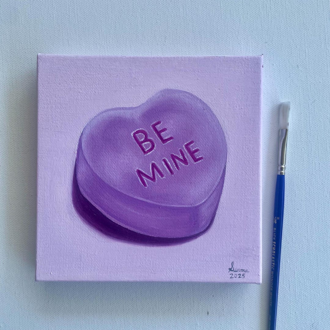 Candy Heart Oil Painting - Etsy