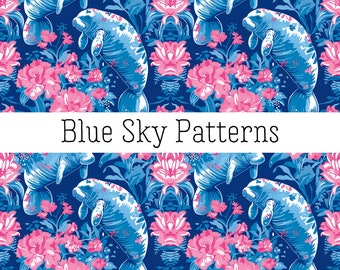 Seamless Pattern, Manatees Pattern, Manatee, Hearts - Etsy