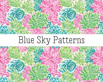 Succulents Plants Seamless Patterns Instant Download Printable Digital ...