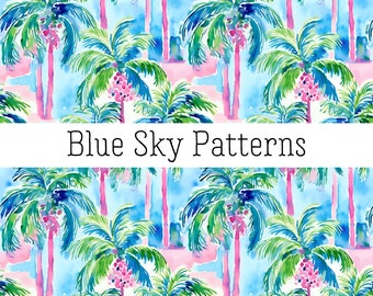 Pattern Palm Tree Textures - Seamless Palm Tree Digital Paper Textures ...