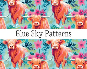 Valentines Highland Cow Seamless Pattern. Digital Download Only. Png ...