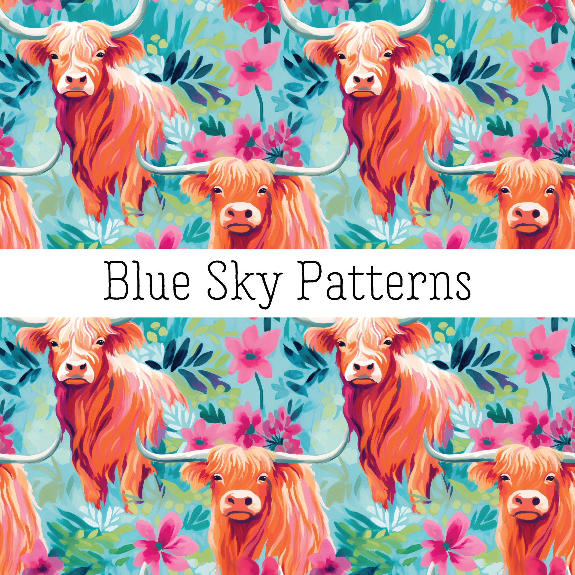 Highland Cow Seamless Pattern - Etsy