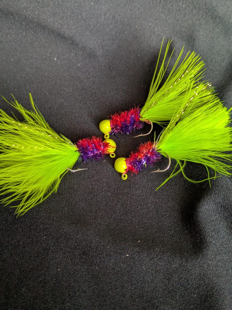3 Crappie Jigs Hand Tied, Powder Coated, and Baked. Pick What U Want - Etsy