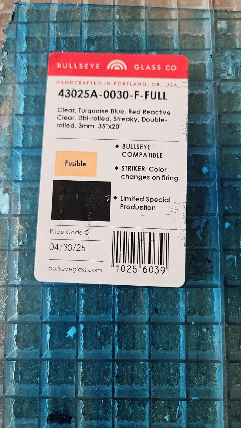 Turquoise, Clear, Red Reactive, Streaky, Bullseye, 90, Fusible, Stained ...