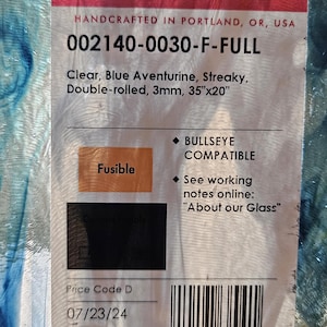 Clear, Blue Adventurine, Streak, Bullseye, 2140, Stained Glass Sheets ...