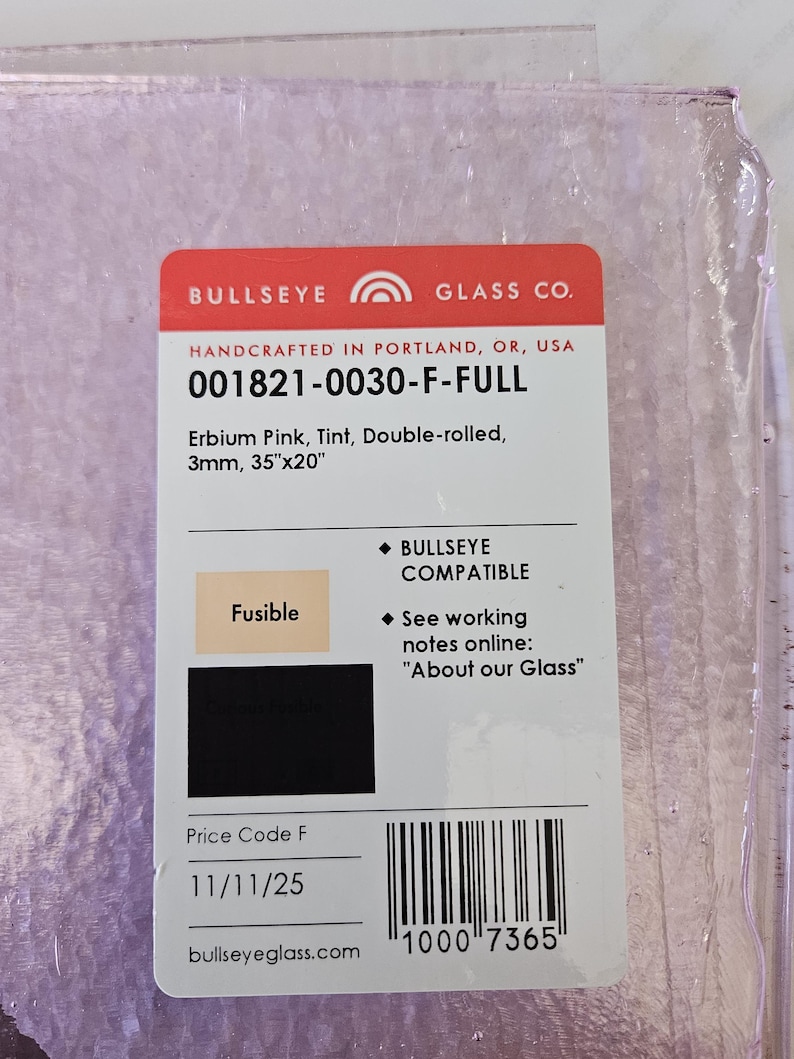 Erbium Pink, Fusible, 10x10, Bullseye, Stained Glass Sheet - Etsy