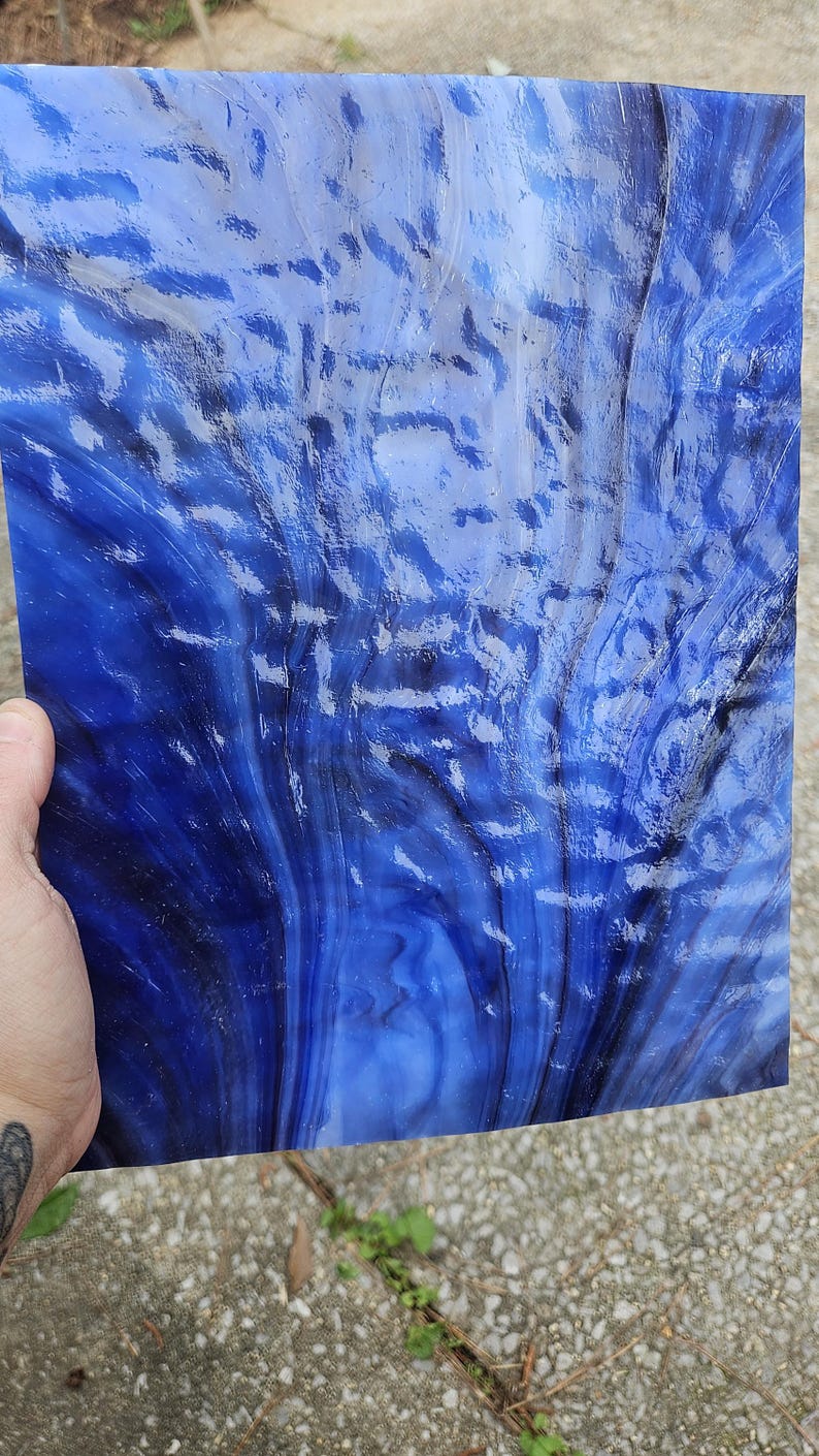 Blue, Black, Purple, Flemish, Kokomo, 64F, Stained Glass Sheet - Etsy