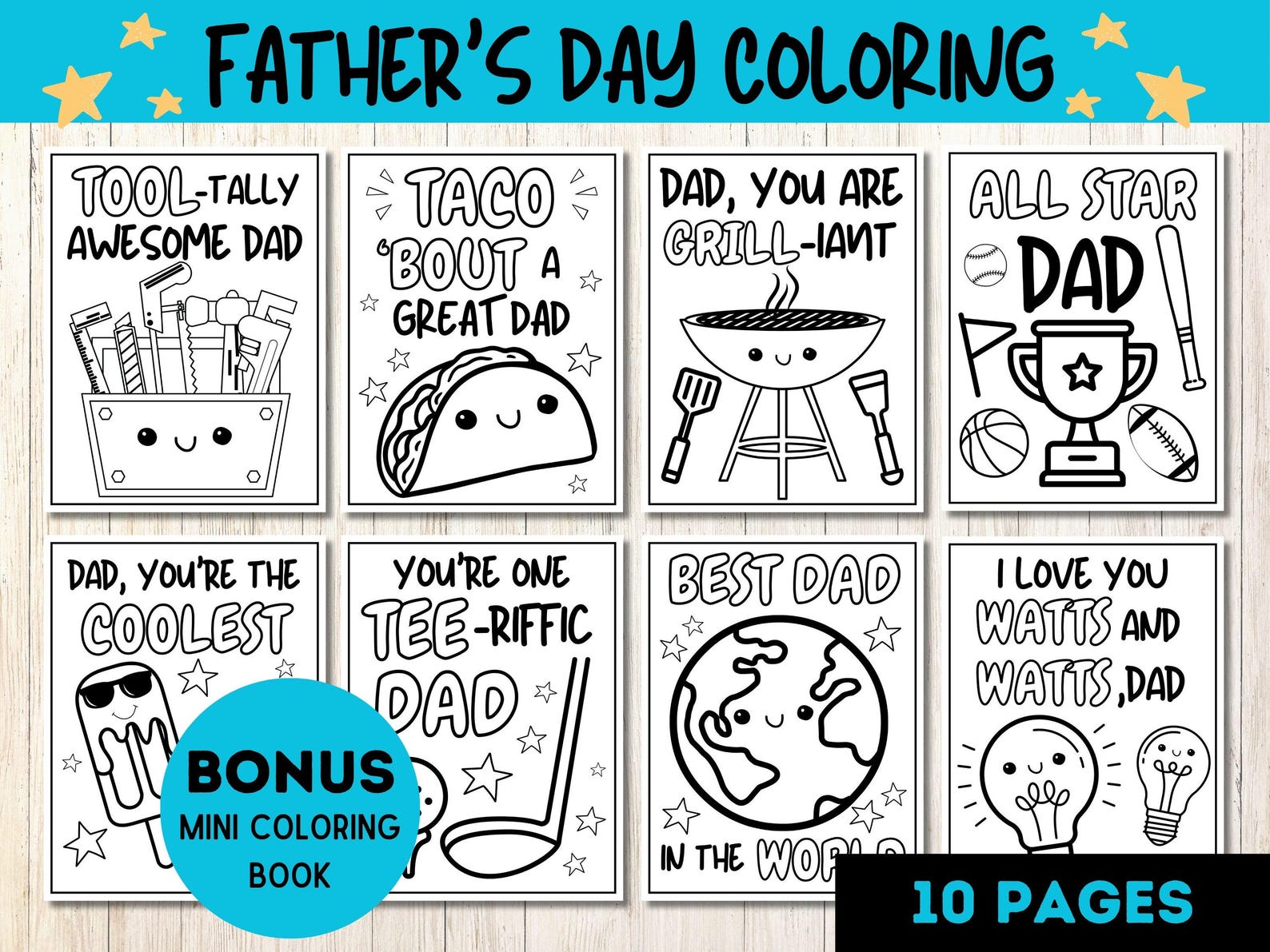 Father's Day Coloring, Coloring Gift for Dad, Preschool Father's Day ...