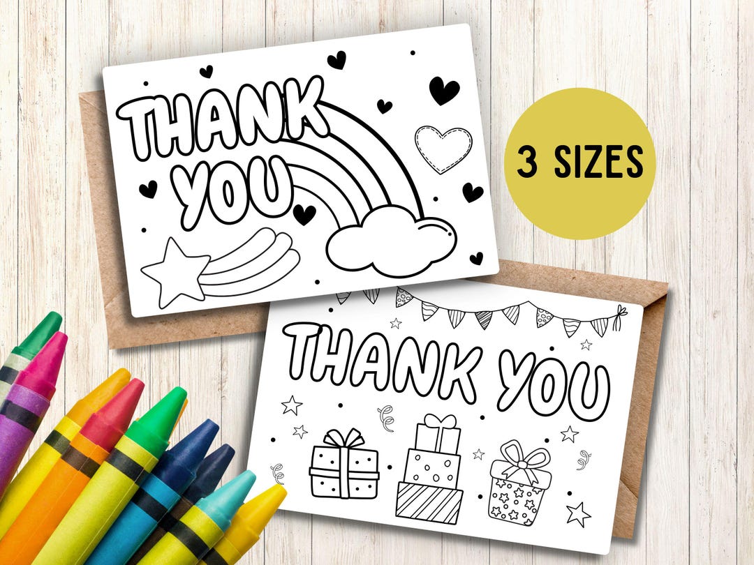 Coloring Thank You Card, Thank You Birthday Coloring, Coloring Thank ...