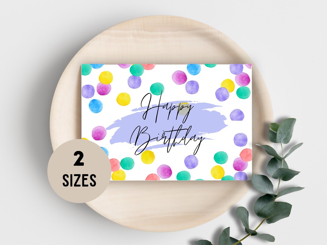 Polka Dot Birthday Card, DIY Birthday Card Gift, Watercolor Polka Dot ...