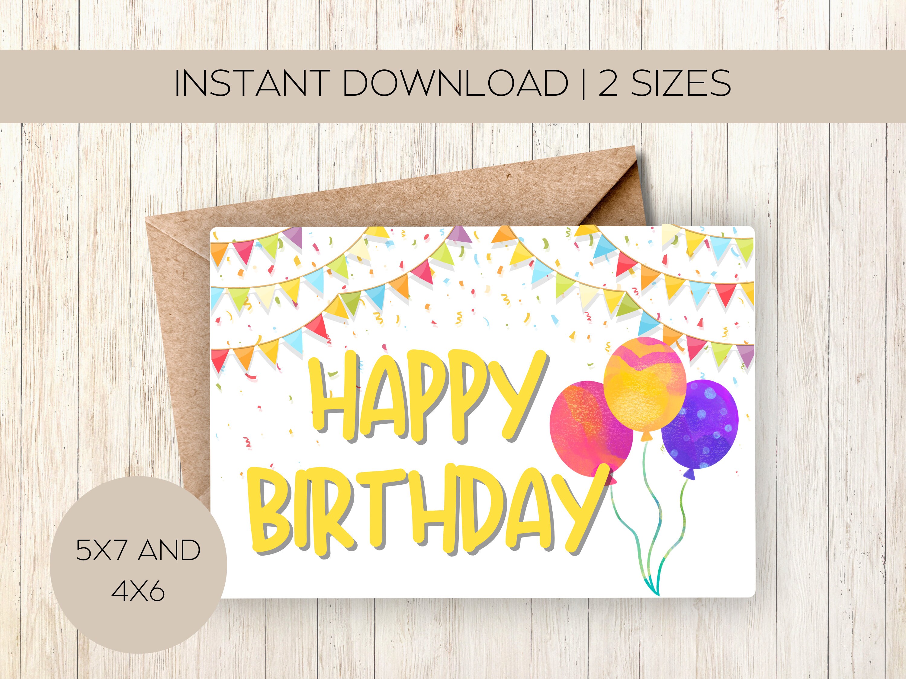 Printable Card, Happy Birthday Card, Kids Birthday Card, Digital ...