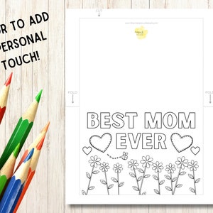 Mother's Day Coloring Card, Mothers Day Activity, Printable Card for ...