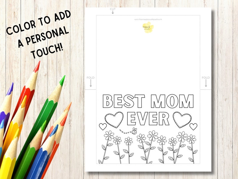 Mother's Day Coloring Card, Mothers Day Activity, Printable Card for ...