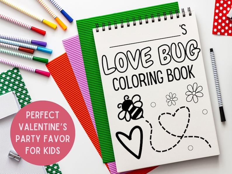 Love Bug Valentine Coloring Pages, Valentine Coloring Gift, Love Bug ...