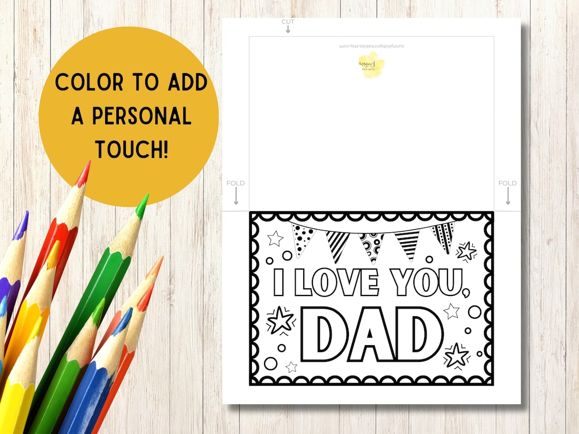 Father's Day Coloring Card, Fathers Day Coloring, Father's Day Activity ...
