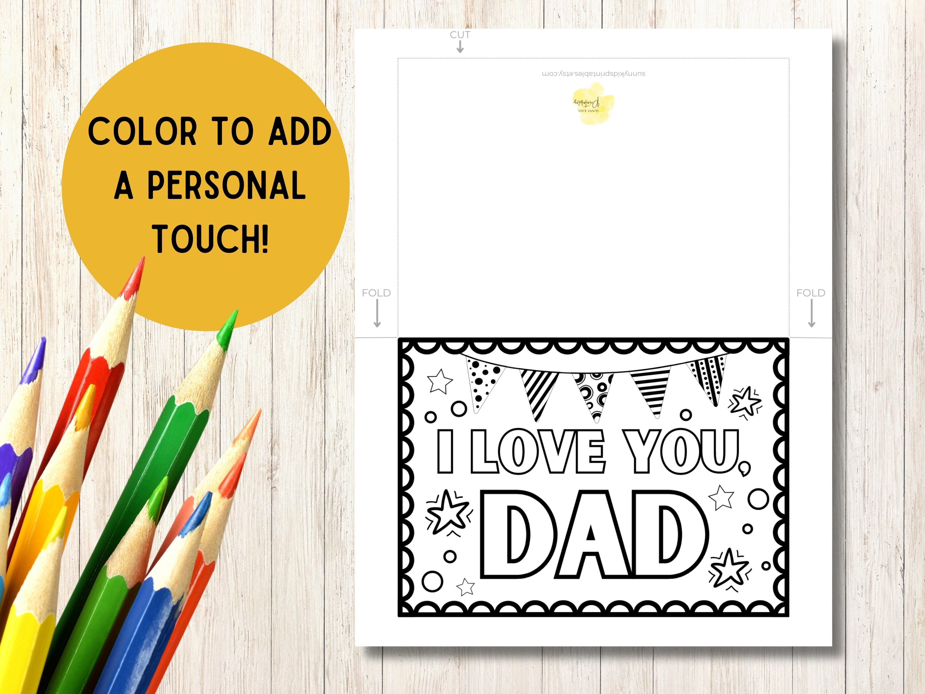 Father's Day Coloring Card, Fathers Day Coloring, Father's Day Activity ...