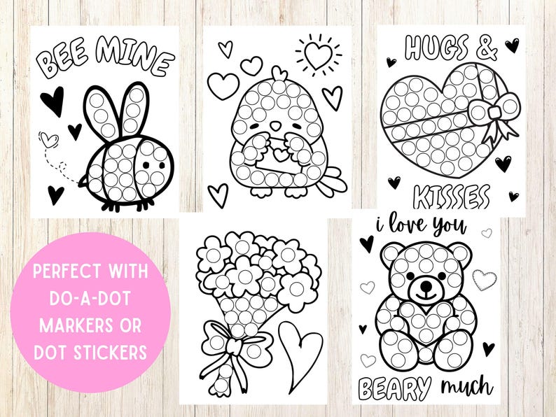 Valentine Dot Marker Pages, Toddler Fine Motor Activity, Montessori ...