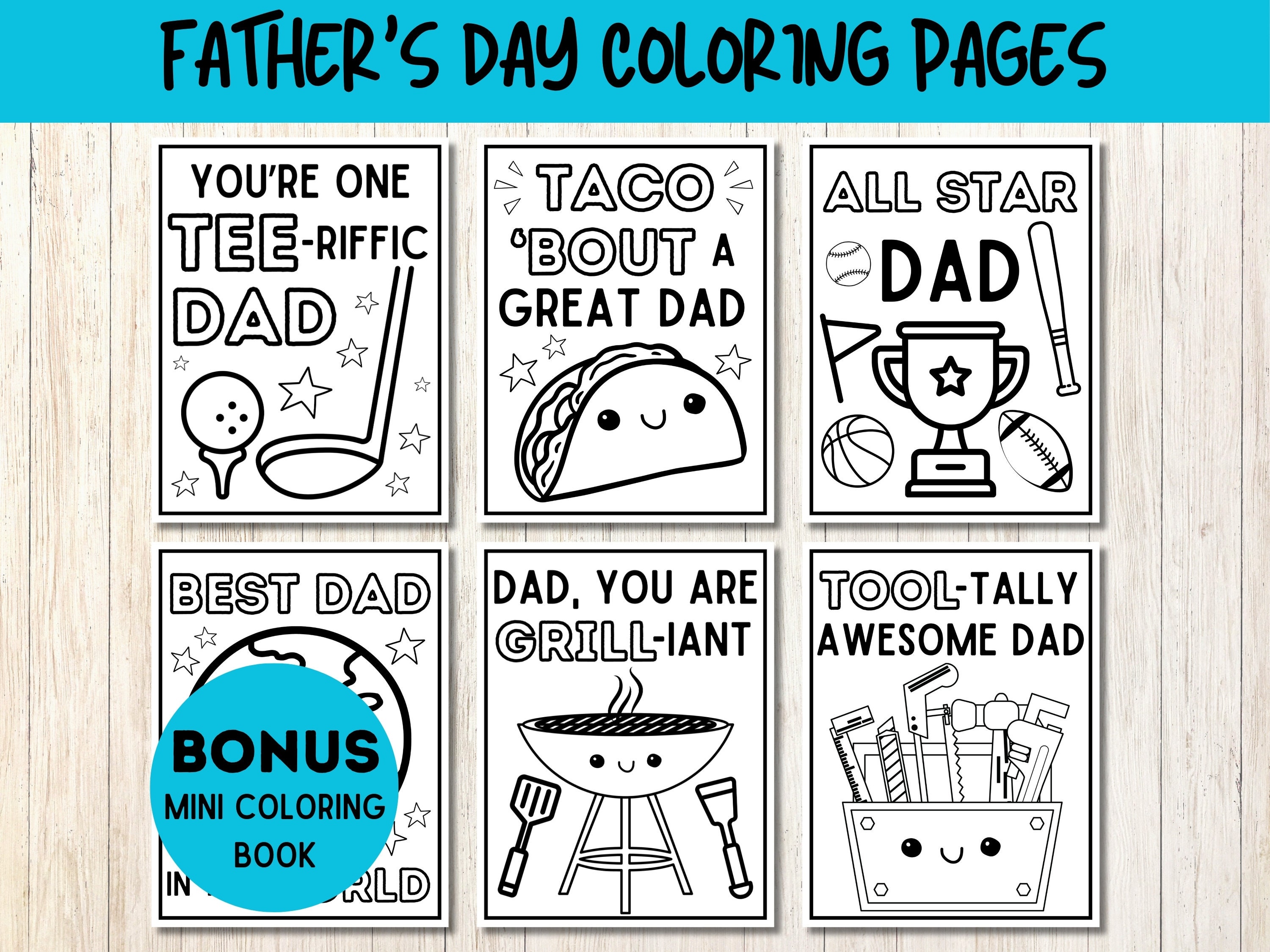 Father's Day Coloring, Coloring Gift for Dad, Preschool Father's Day ...