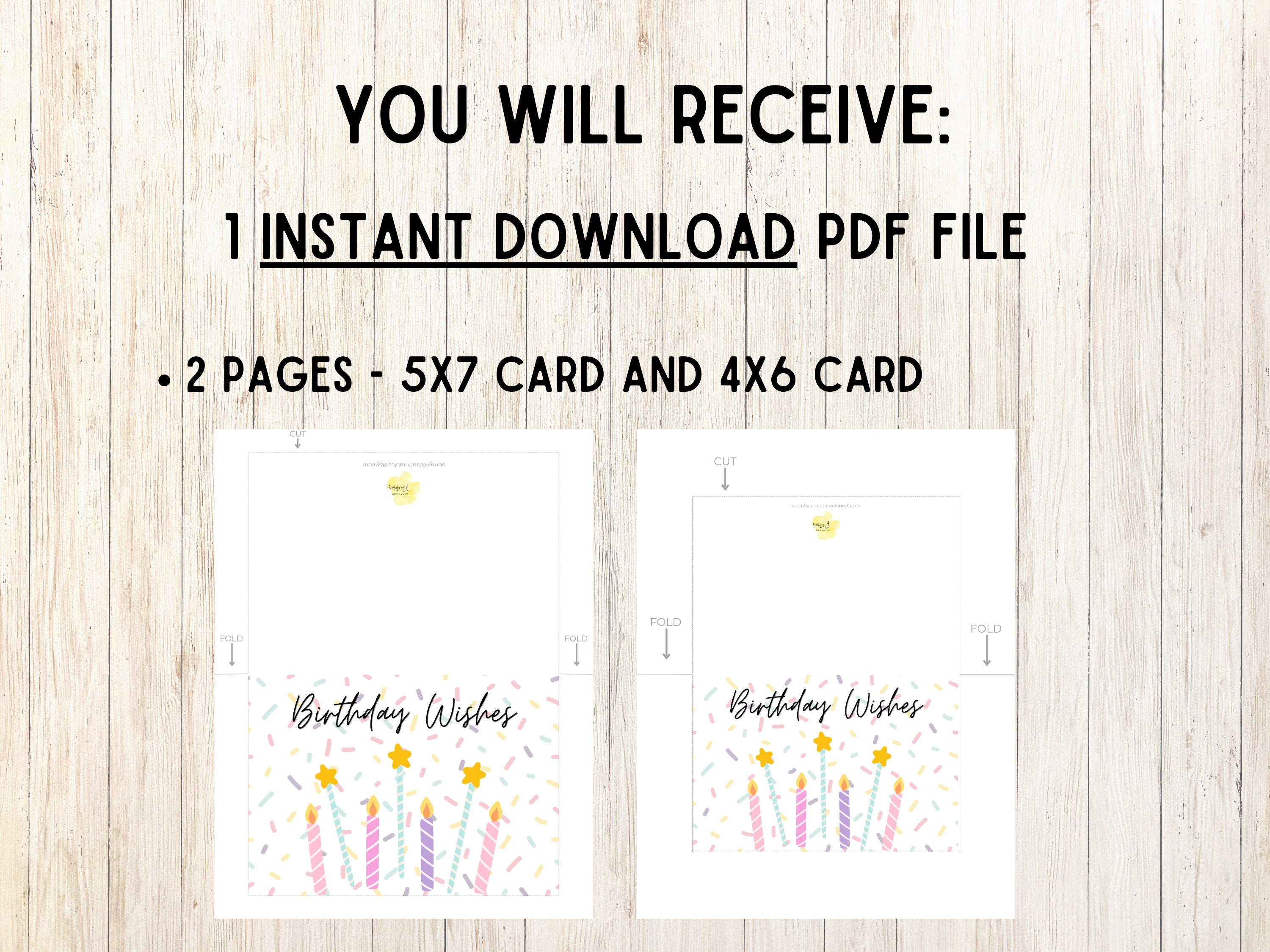 Printable Birthday Card, Birthday Candles, Card for Kids, Instant ...