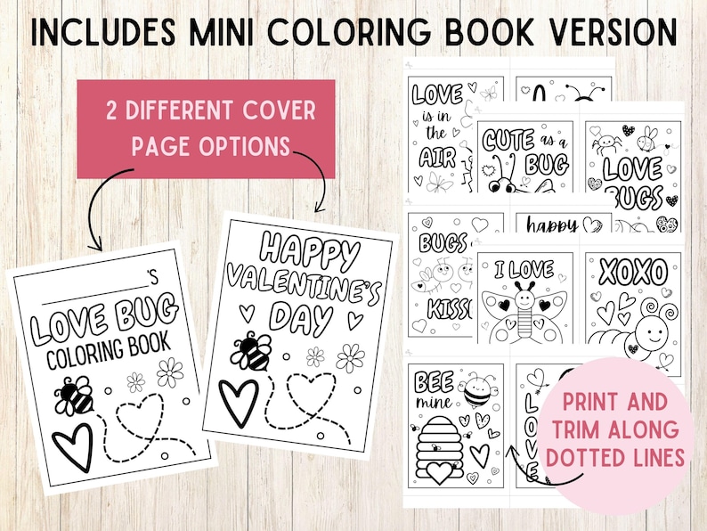 Love Bug Valentine Coloring Pages, Valentine Coloring Gift, Love Bug ...