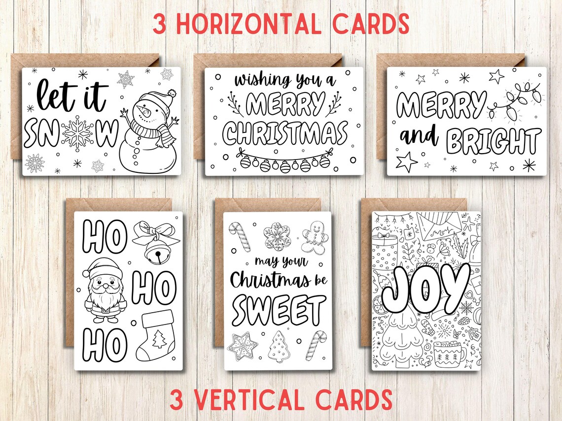 Christmas Coloring Cards, Coloring Gift for Christmas, Preschool ...