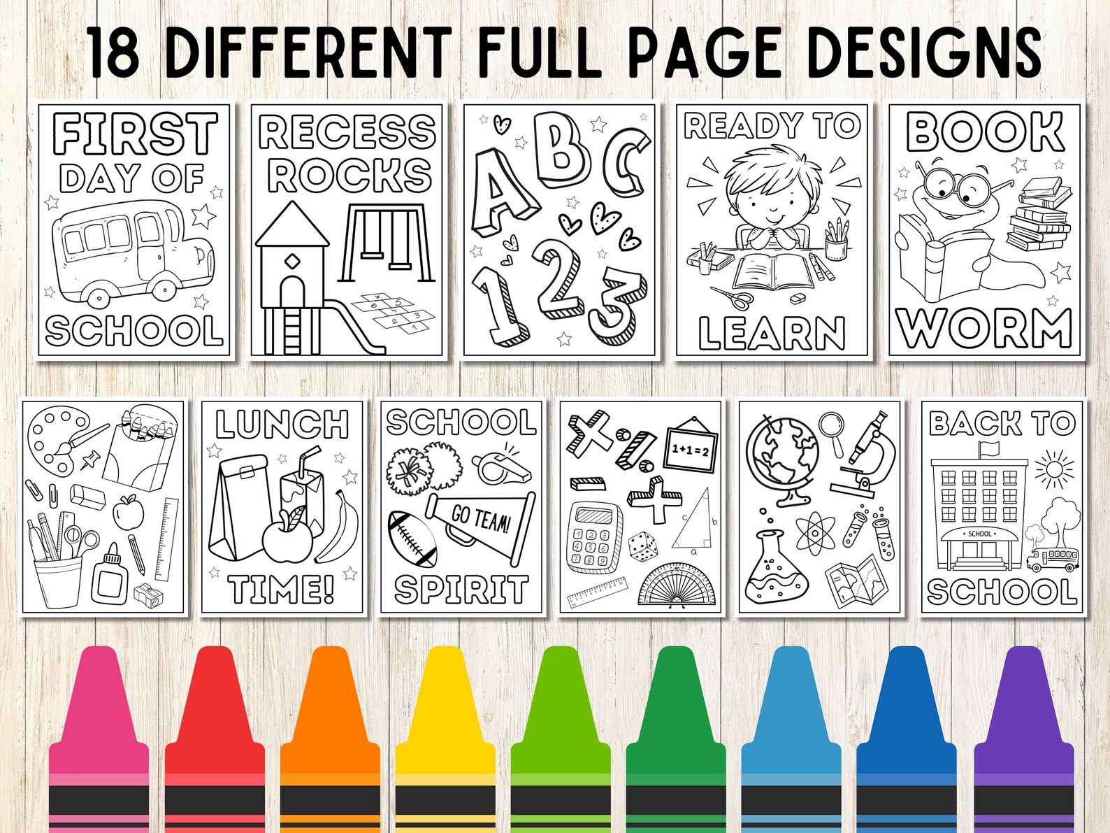 Back to School Coloring Pages, First Day of School Coloring, Student ...