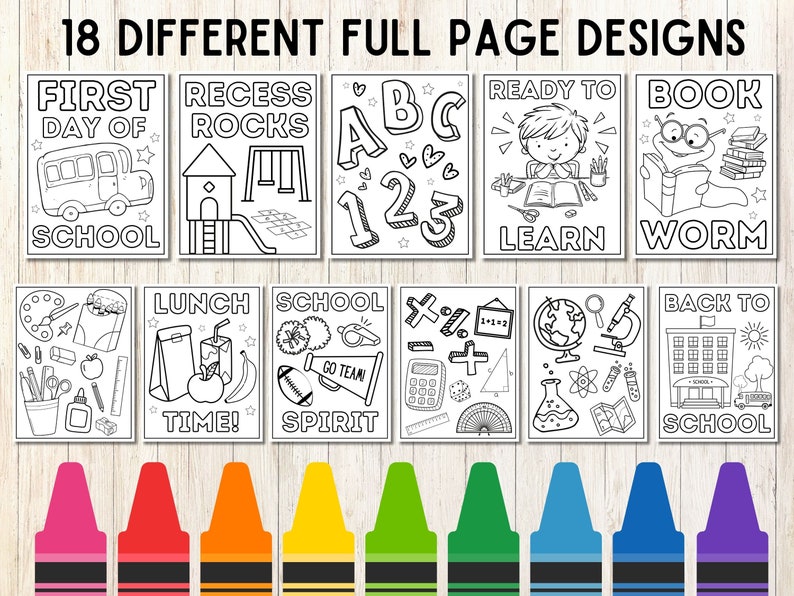 Back to School Coloring Pages, First Day of School Coloring, Student ...