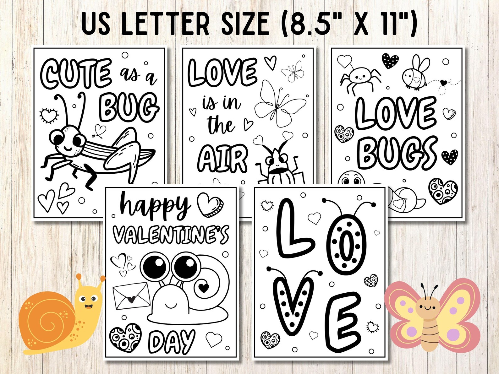 Love Bug Valentine Coloring Pages, Valentine Coloring Gift, Love Bug ...