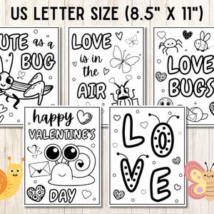 Love Bug Valentine Coloring Pages, Valentine Coloring Gift, Love Bug ...