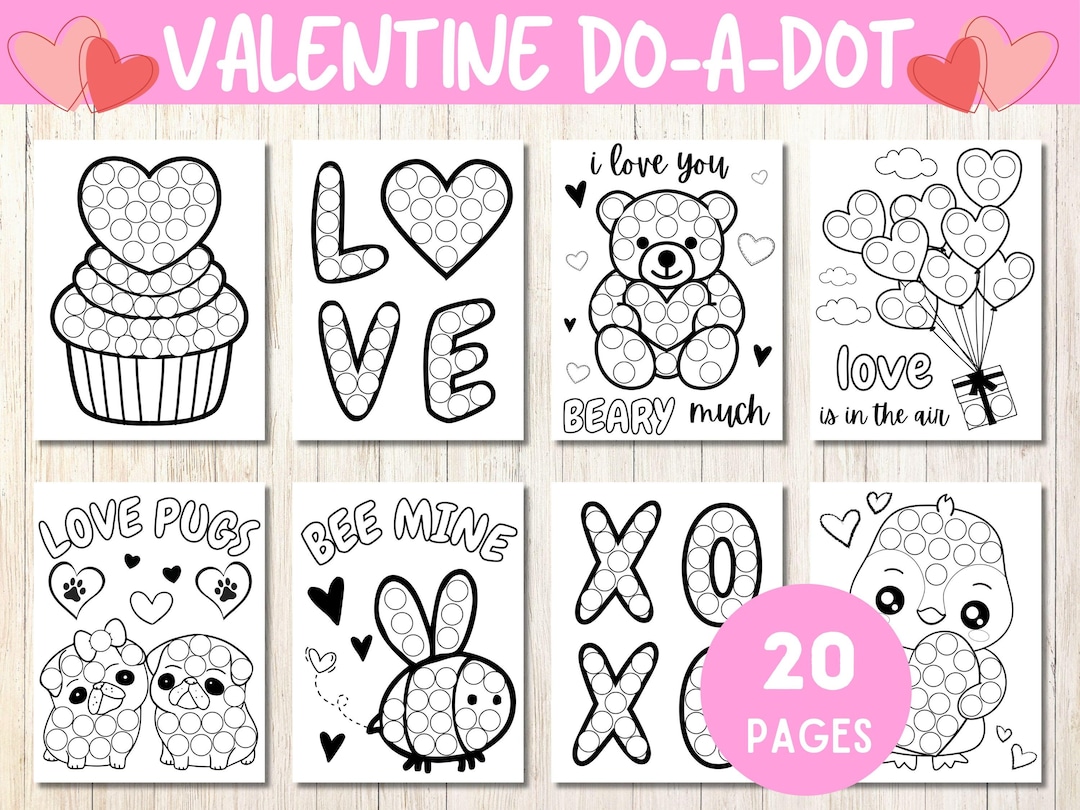 Valentine Dot Marker Pages, Toddler Fine Motor Activity, Montessori ...