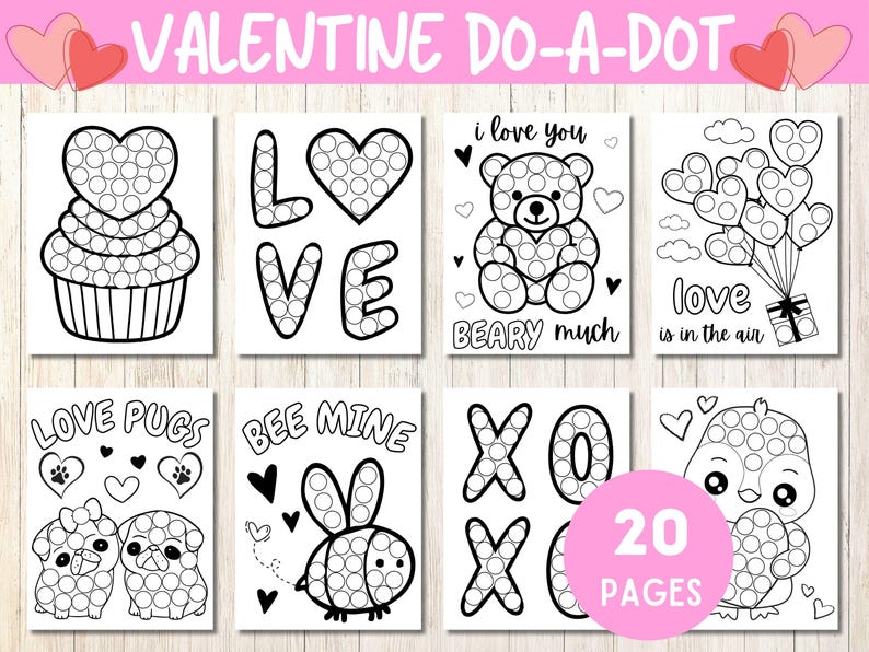 Valentine Dot Marker Pages, Toddler Fine Motor Activity, Montessori ...