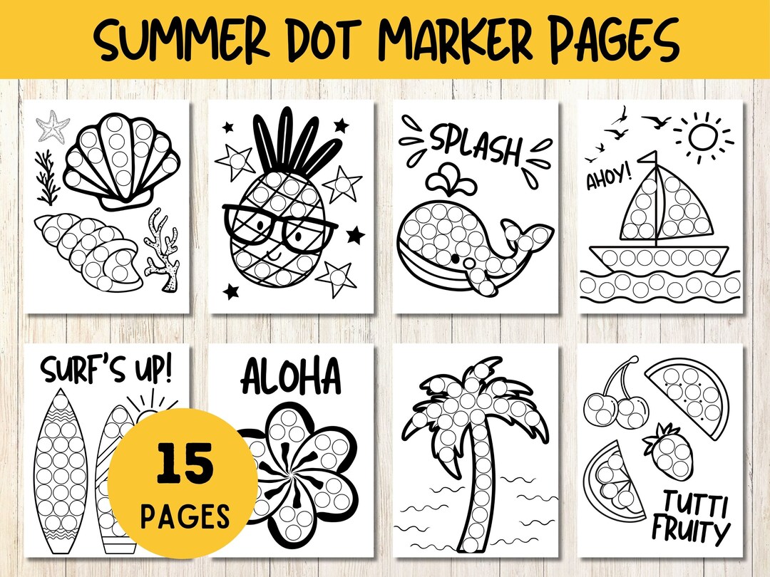 Summer Dot Marker Pages, Do a Dot Coloring Activity, Toddler Summer ...