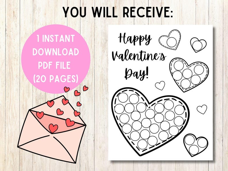 Valentine Dot Marker Pages, Toddler Fine Motor Activity, Montessori ...