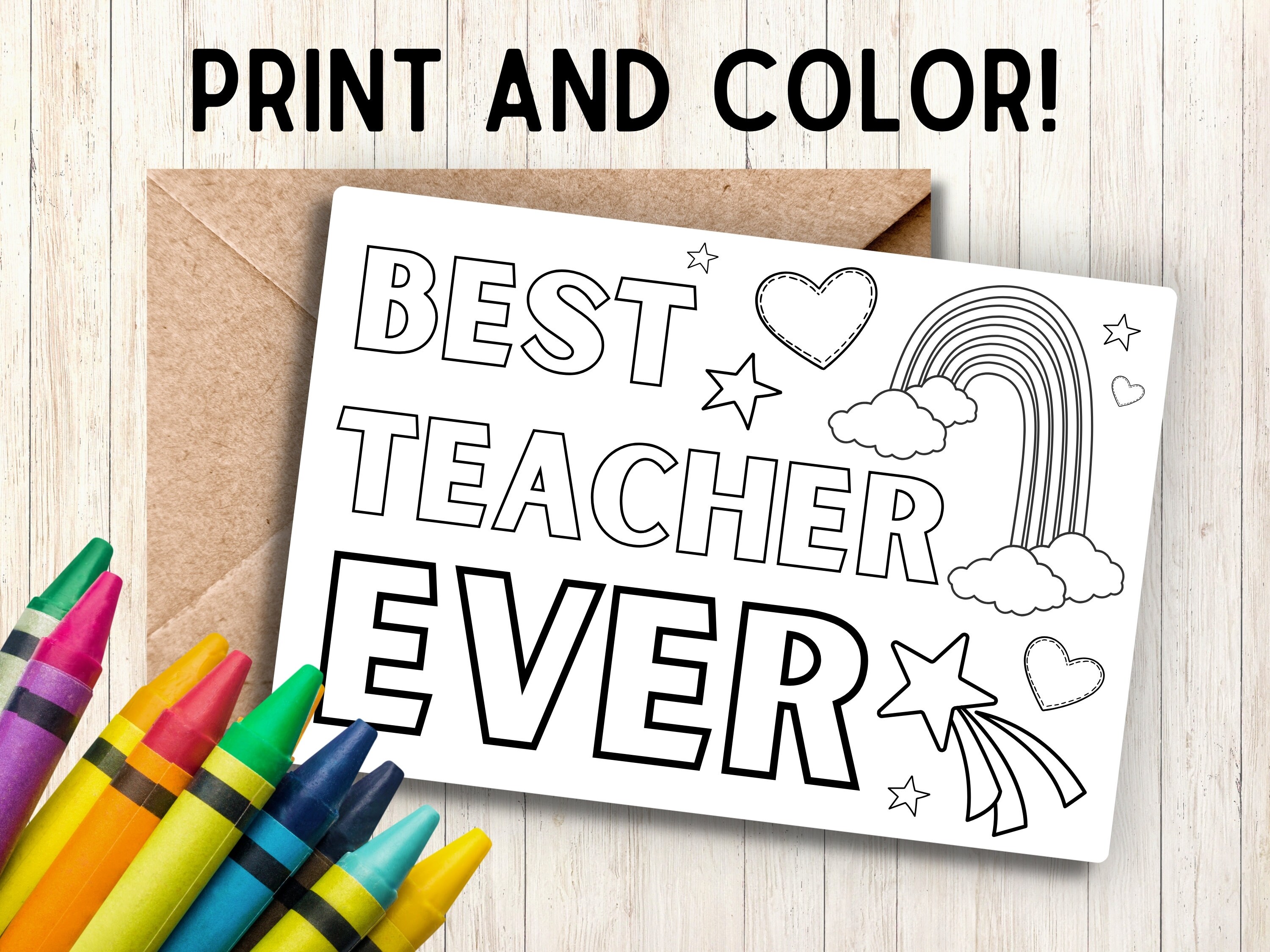Teacher Appreciation Thank You Note, Teacher Coloring Card, Coloring ...
