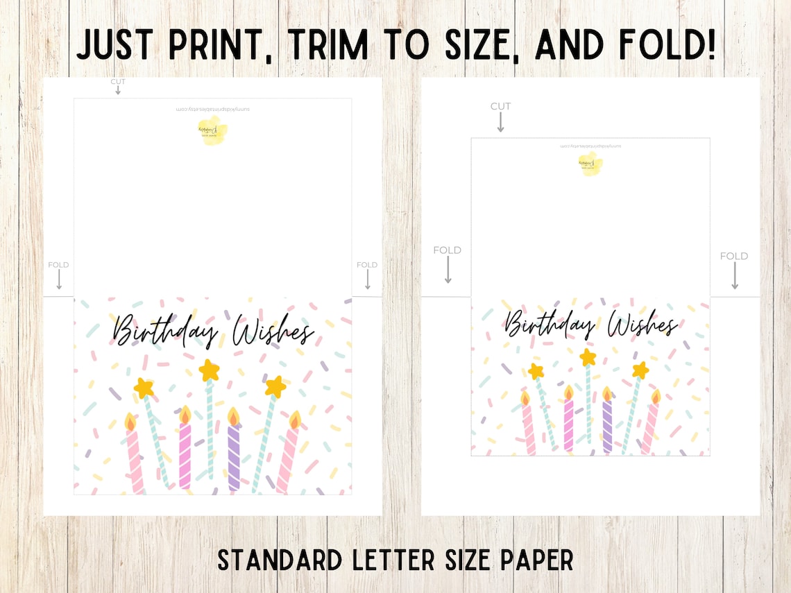 Printable Birthday Card, Birthday Candles, Card for Kids, Instant ...