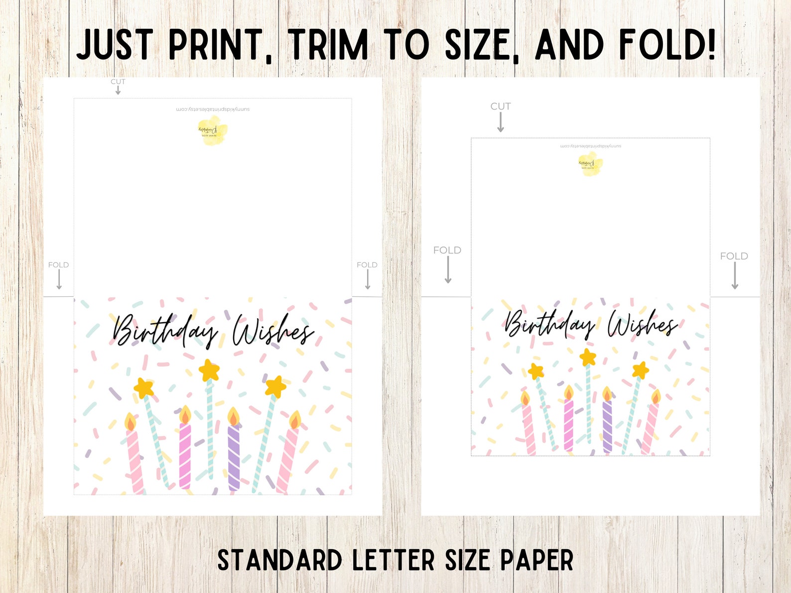 Printable Birthday Card, Birthday Candles, Card for Kids, Instant ...